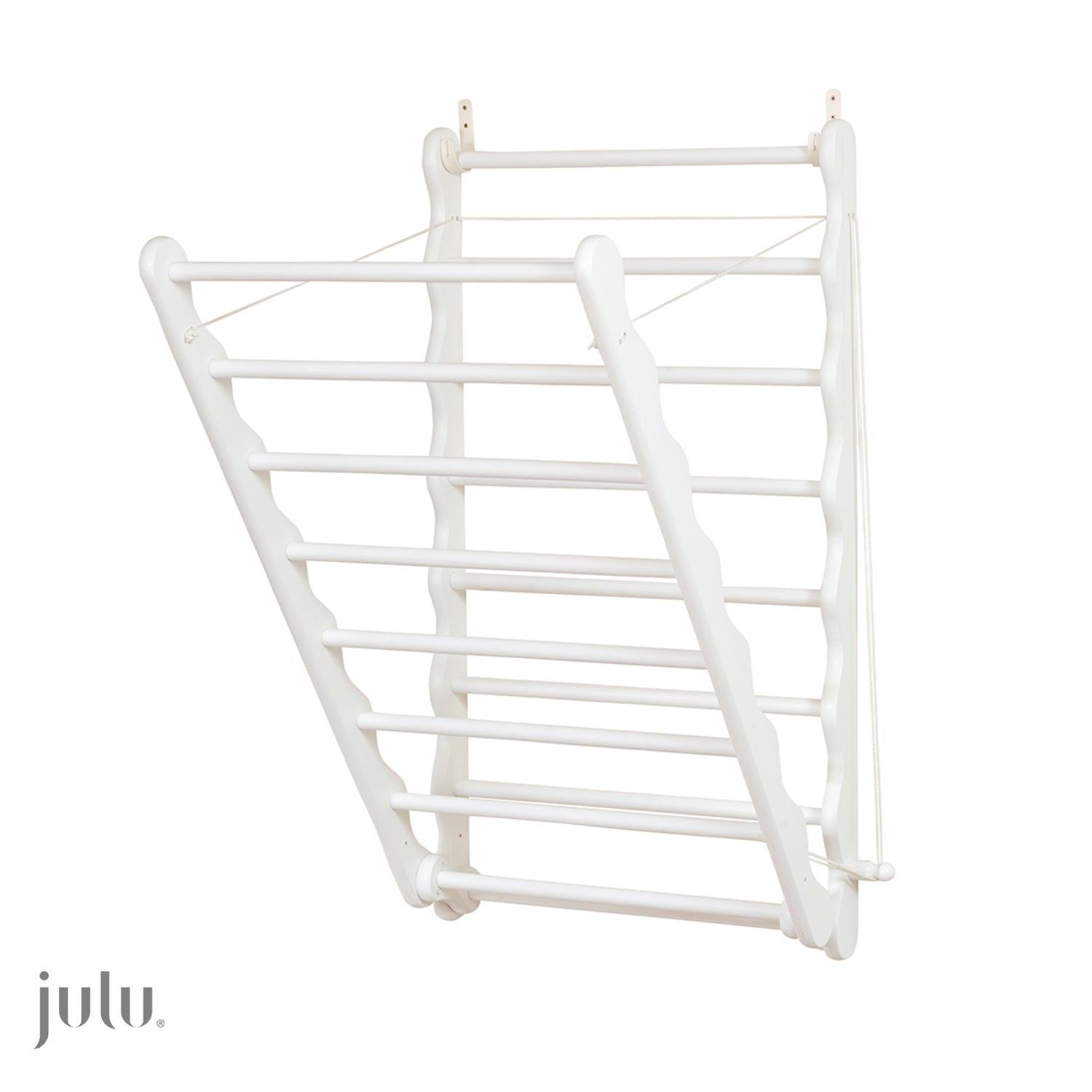 Laundry Ladder Pine Wall Mounted Clothes Drying Rack – Julu